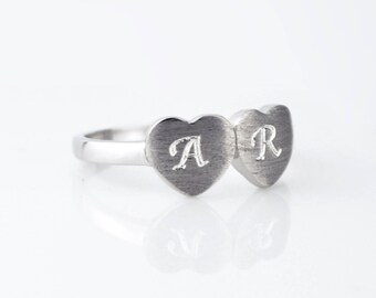 Double Heart Ring - Etsy