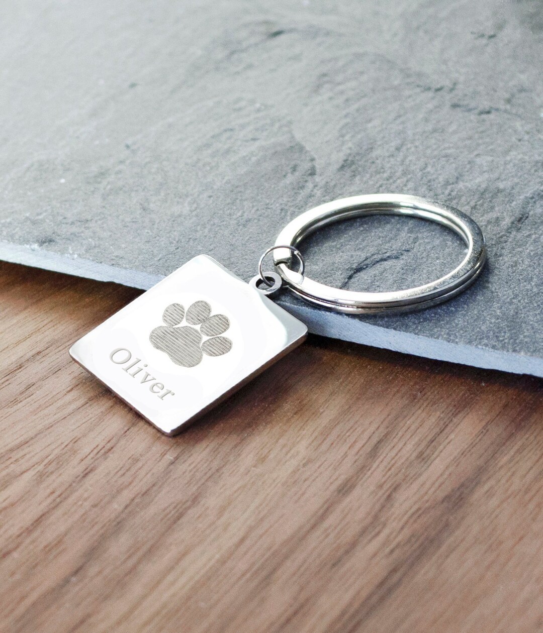 Paw Print Key Chain, Personalized Pet Name Jewelry, Pet Lover Key Chain ...