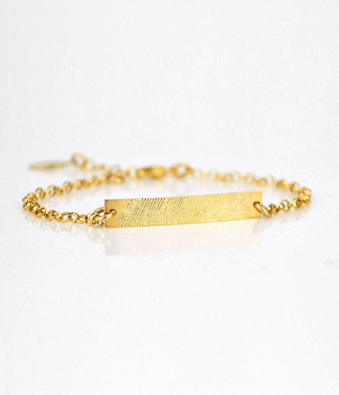 Actual Fingerprint Bar Bracelet, Gold Bar Bracelet, Finger Print ...