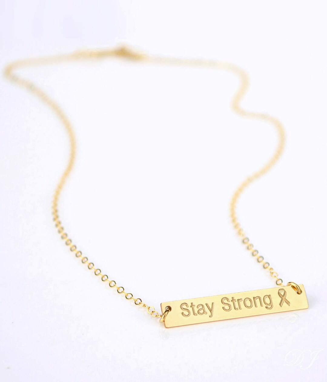 Stay Strong Necklace, Inspirational Quote, Awareness Ribbon, Be Strong ...