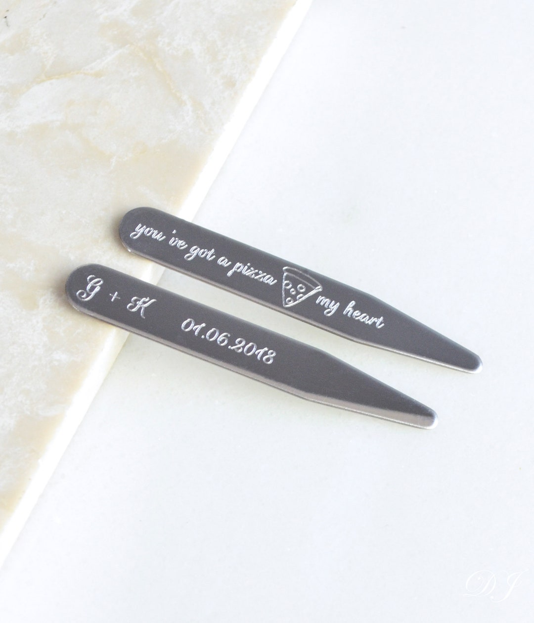 Custom Stainless Steel Men's Collar Stays • Engraved With Actual ...