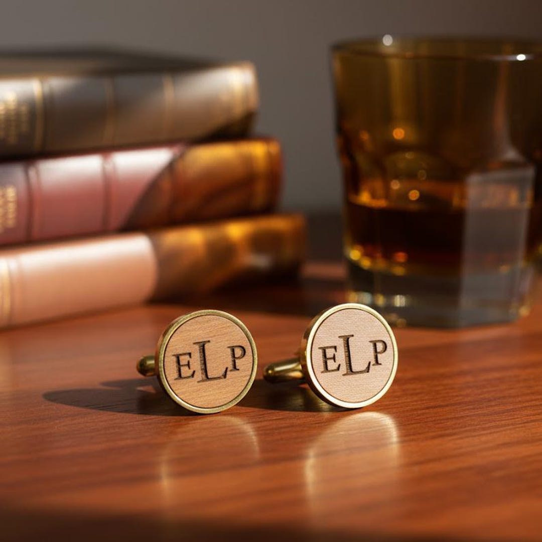 Engraved Wooden Cufflinks • Custom Cufflinks Personalized Monogram ...