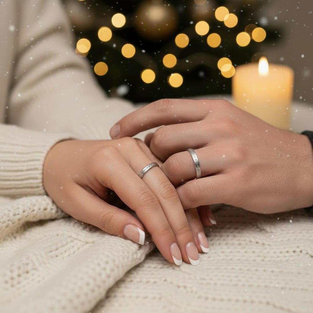 Custom Engraved Couples Rings, Personalized Name or Coordinate Bands ...