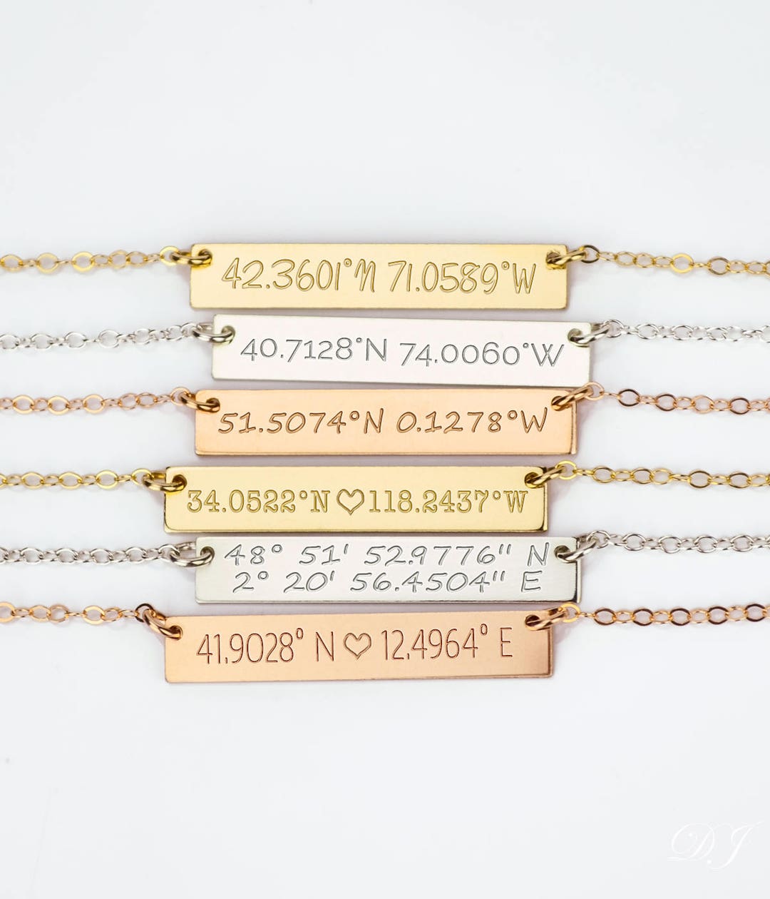 Bar Necklace Coordinates Custom Location Necklace, Latitude Longitude ...