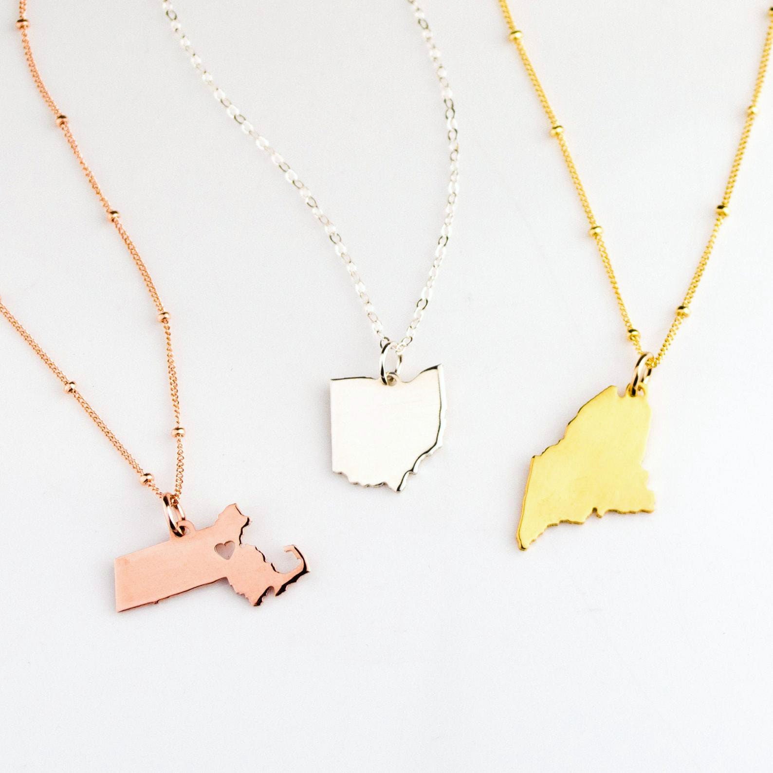 Personalized State Necklace, ANY City State Jewelry, Home State ...