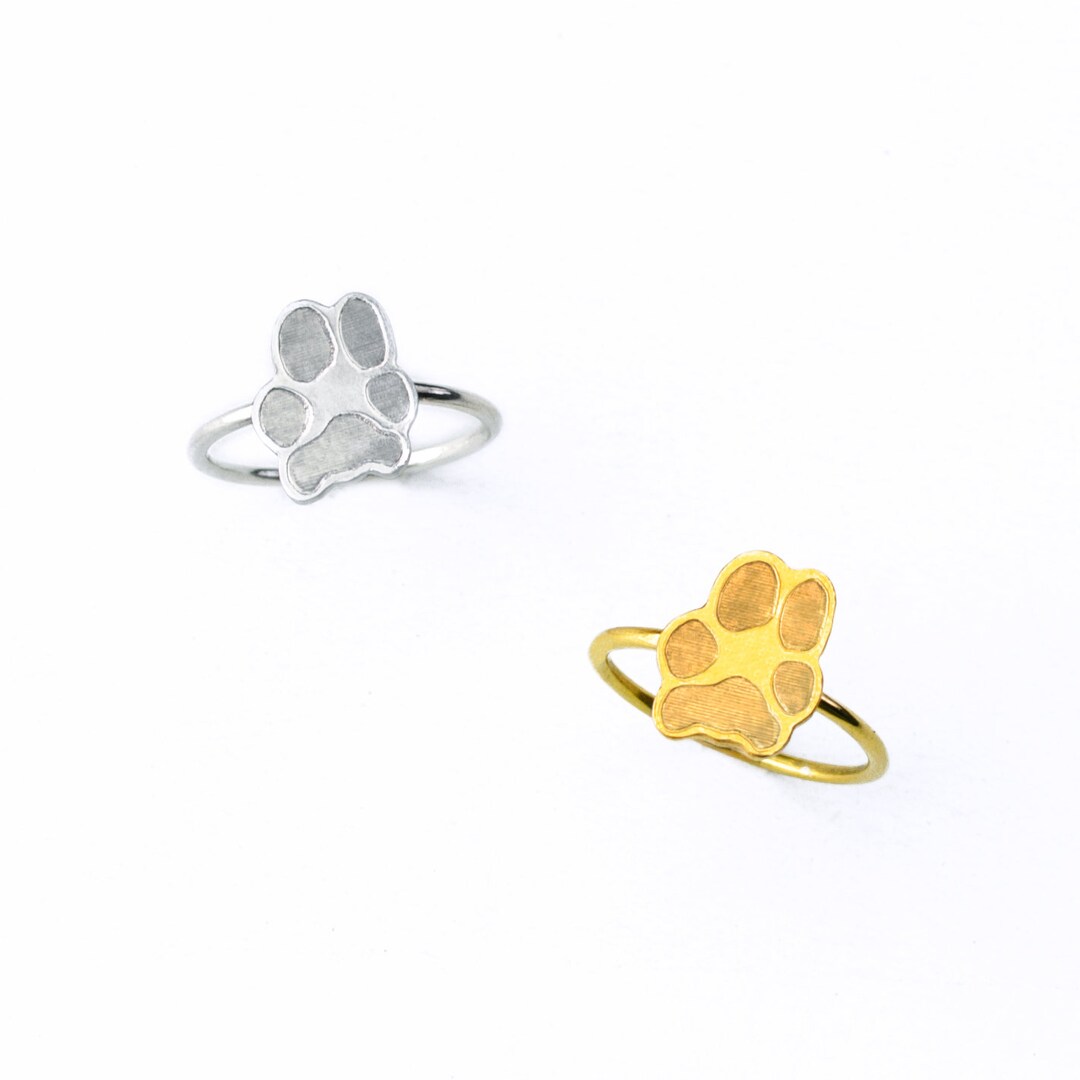 Personalized Pet Paw Print Ring, Paw Print Cut Out Ring, Engraved Pet ...