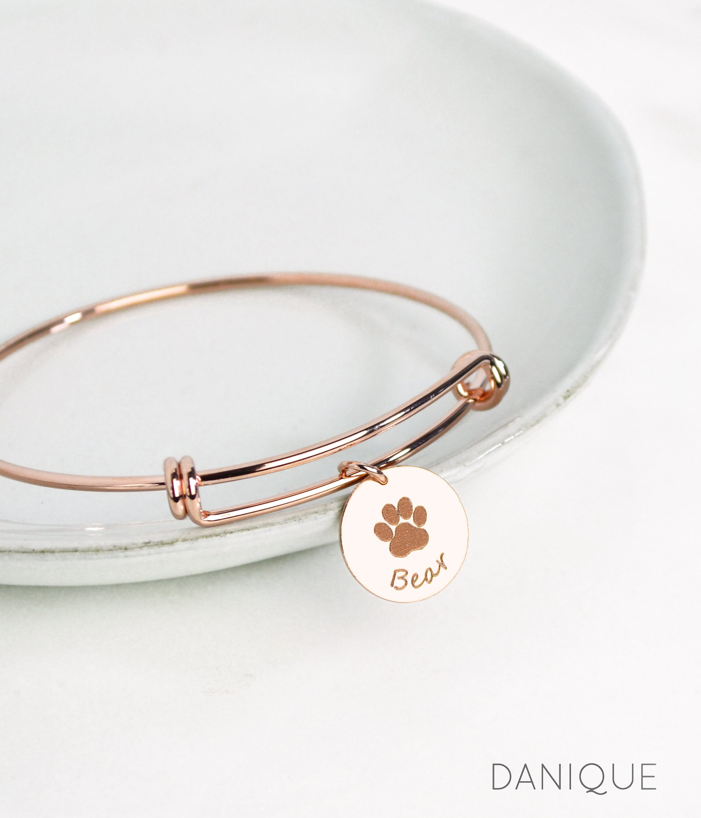 Dog Bangle Personalized Custom Paw Print Bangle Pet Bangle - Etsy
