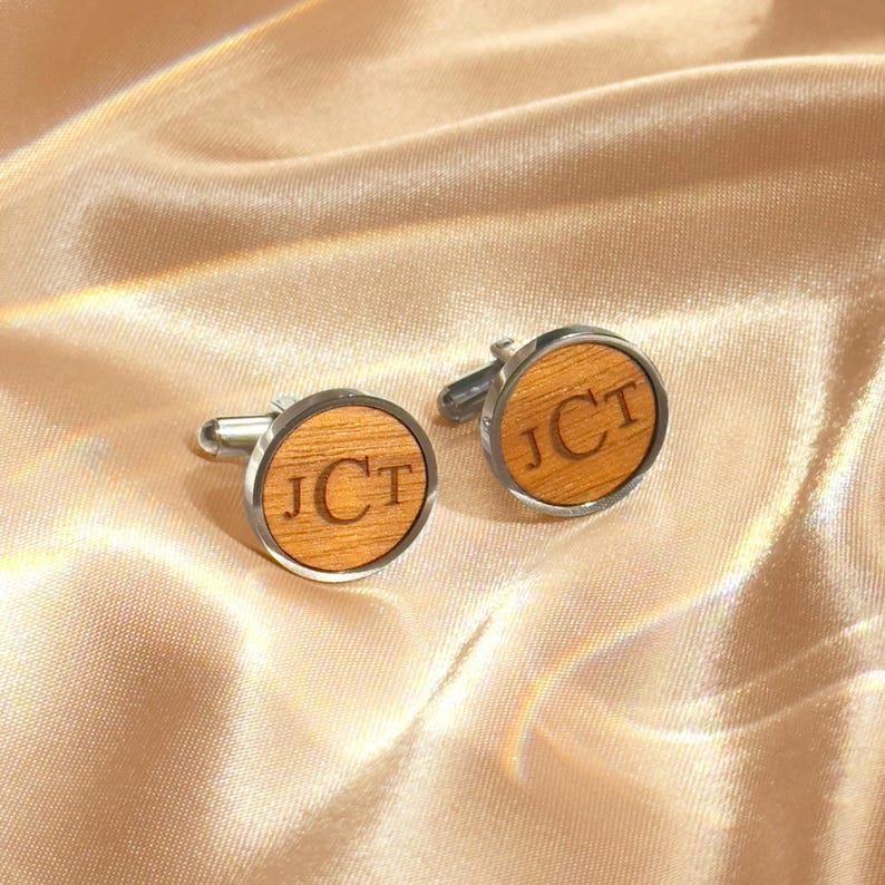 Engraved Wooden Cufflinks • Custom Cufflinks Personalized Monogram ...
