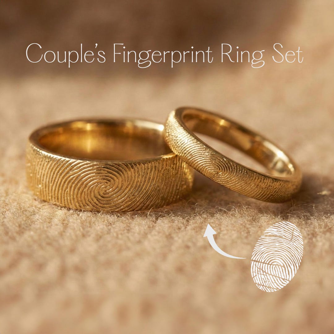 His and Hers Fingerprint Ring Set of 2 | Valentine's Day Gift for ...
