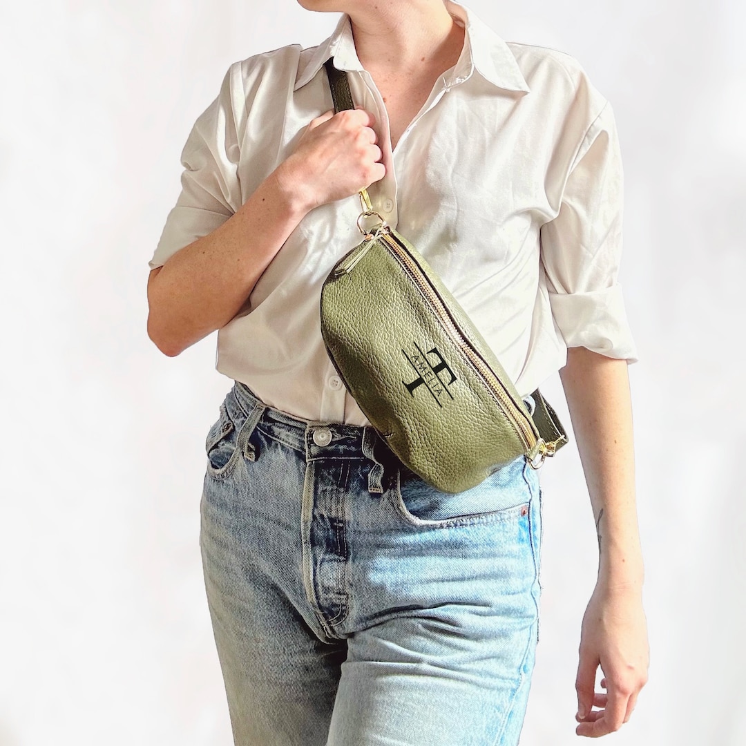 Custom Engraved Genuine Leather Crossbody Fanny Pack, Personalized ...
