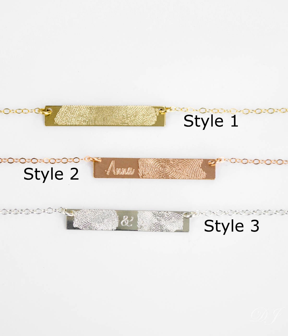 Actual Fingerprint Bar Bracelet Gold Bar Bracelet Finger - Etsy