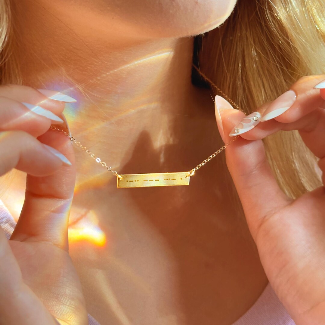 Morse Code Necklace • Custom Hidden Message Jewelry, Personalized Bar ...