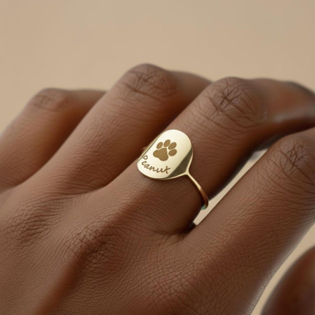 Custom Paw Print Ring • Personalized Pet Memorial Jewelry • Dog or Cat ...