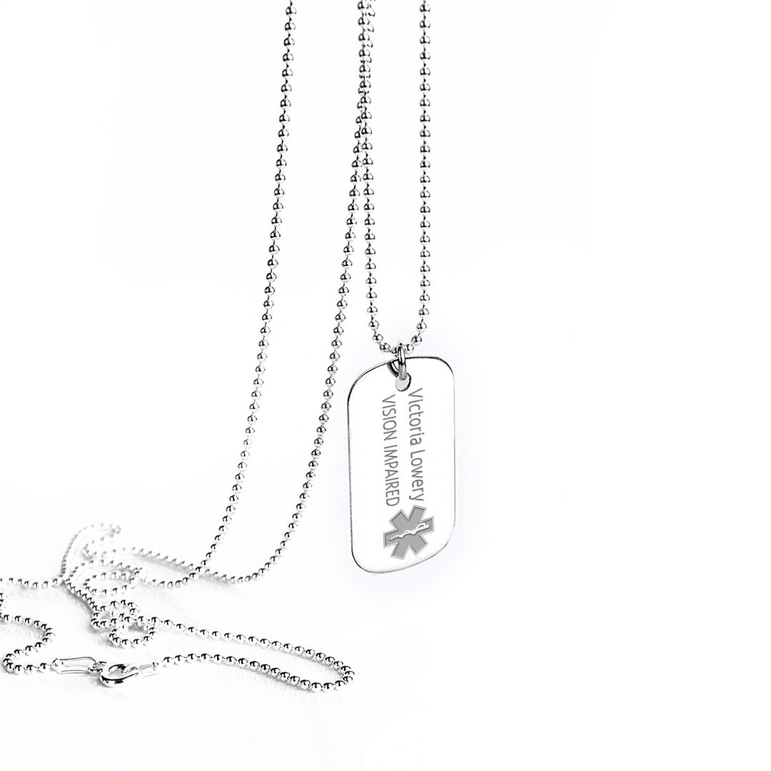 Personalized Medical ID Necklace for Men and Women • Sterling Silver ...