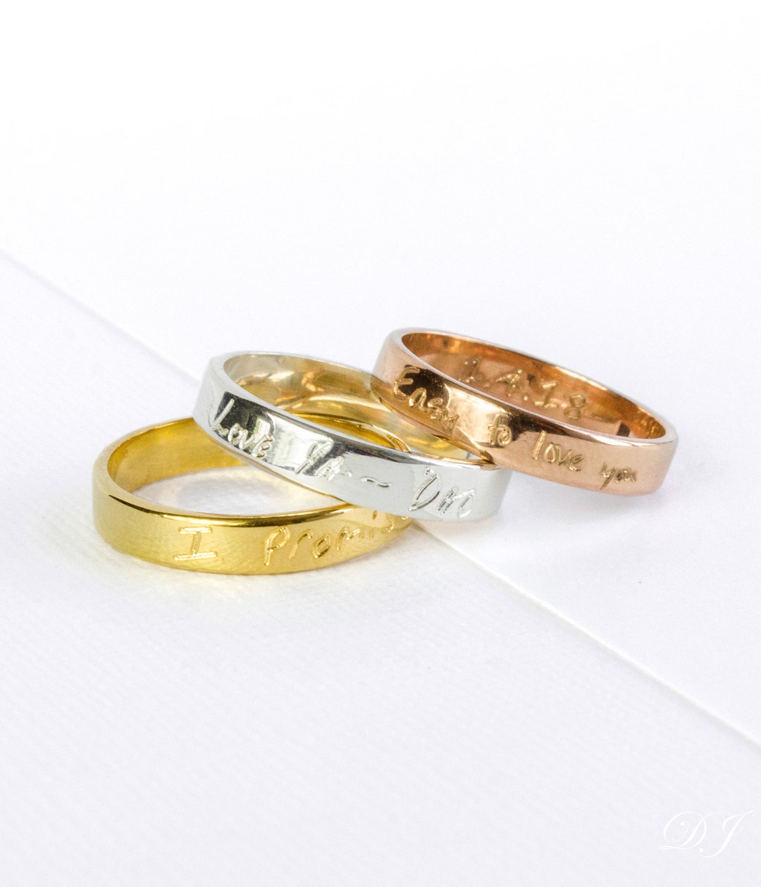 Sterling Silver Custom Engraved Ring, Personalized Fingerprint or ...