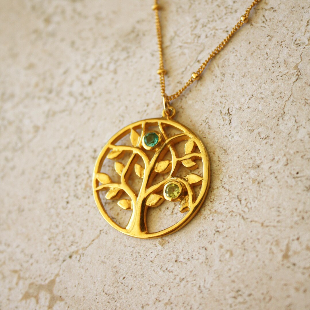 Personalized Family Tree Birthstone Pendant Necklace • Christmas Gift ...