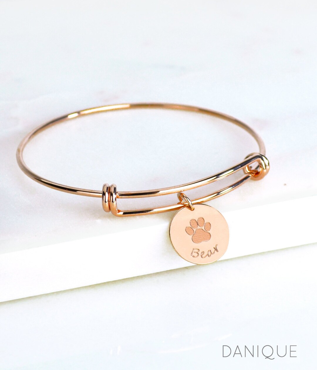 Dog Bangle Personalized, Custom Paw Print Bangle, Pet Bangle, in Memory ...