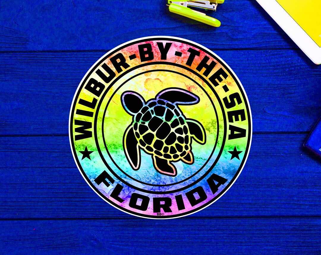 Wilbur-by-the-sea Florida Beach Sticker Decal 3" Vinyl Sea Turtle - Etsy