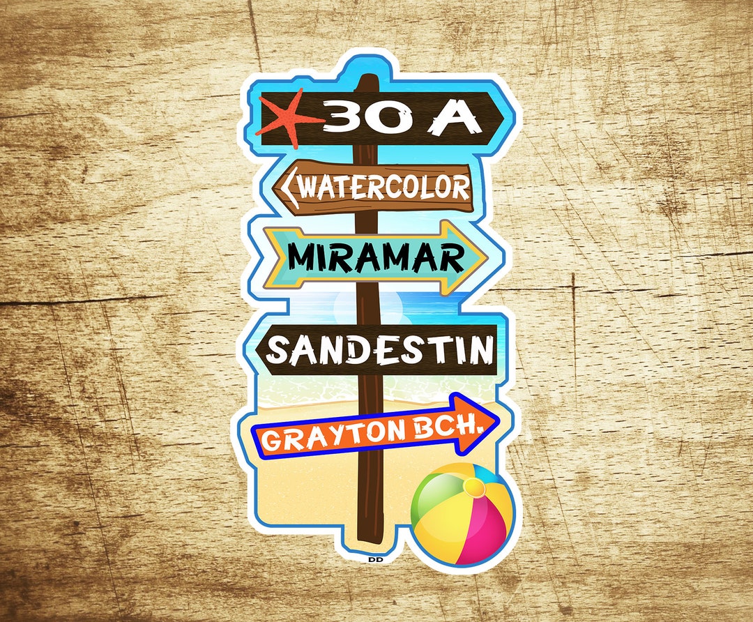 30A FLORIDA Grayton Beach Watercolor Miramar Sandestin DECAL STICKER 3. ...