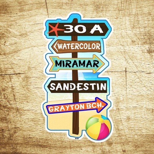 30A FLORIDA Grayton Beach Watercolor Miramar Sandestin DECAL | Etsy