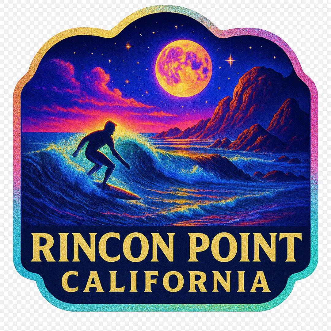 Rincon Point California Sticker Decal Beach Ocean Surfing Vinyl 3.5 ...