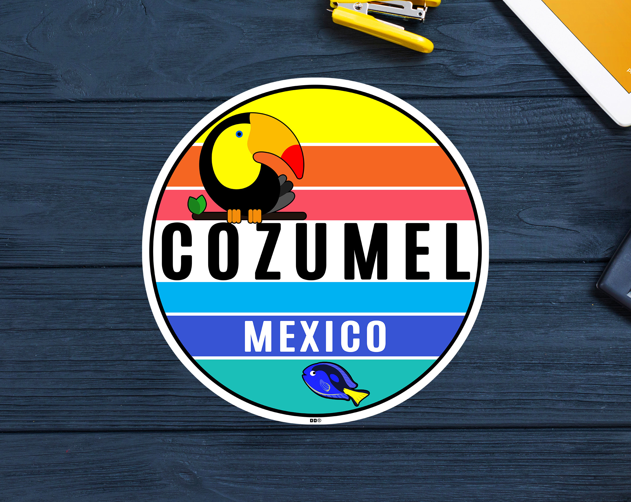 Cozumel Mexico Vintage Travel Sticker Decal 3" Laptop Bumper Toucan Car ...