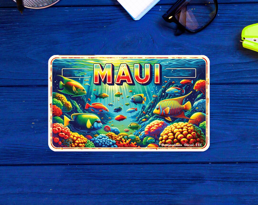 MAUI Sticker Hawaii Decal South Pacific Vinyl Tropical Fish - Etsy