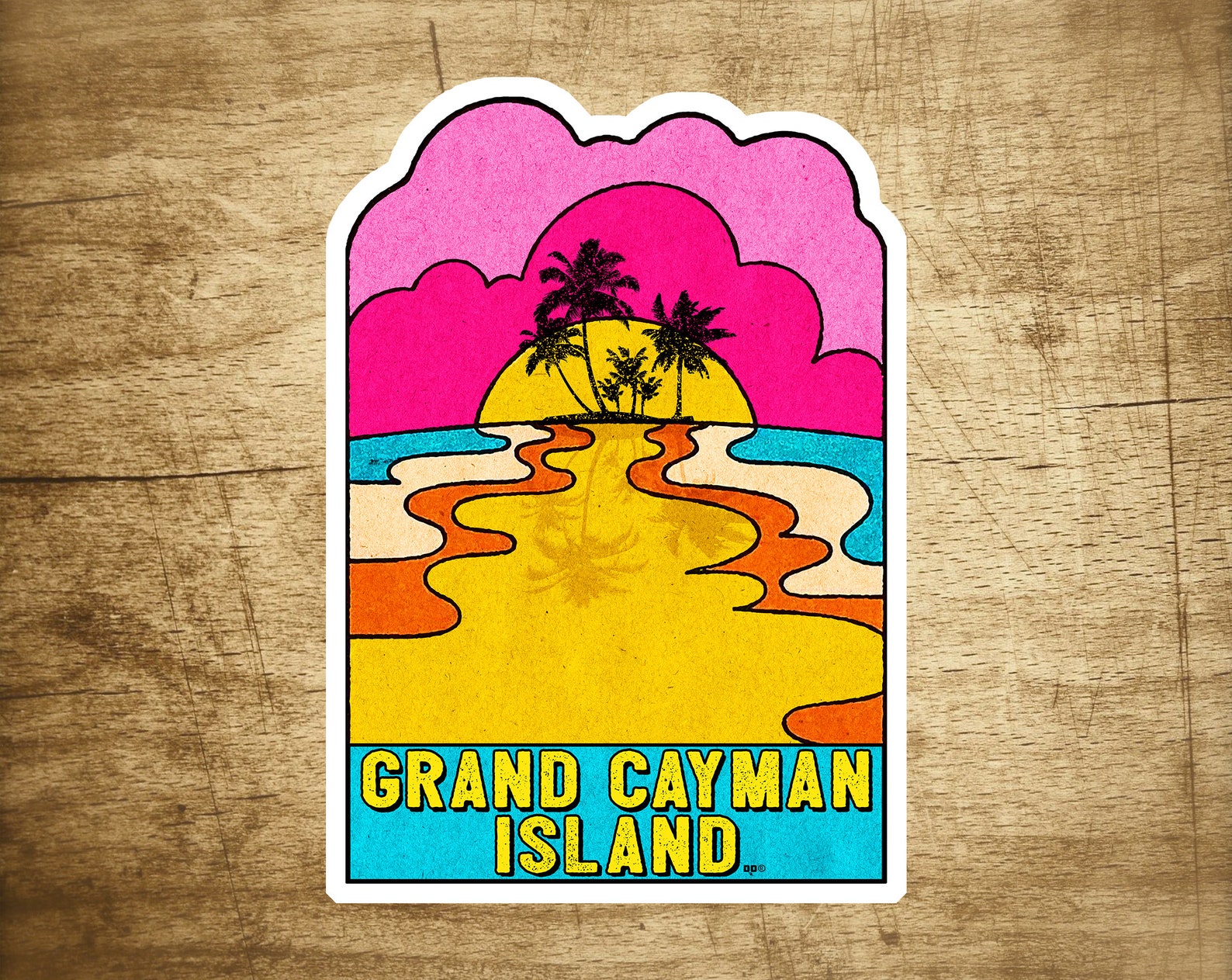 Grand Cayman Island Decal Sticker 3.75" X 2.7" Sunset Palm Trees ...