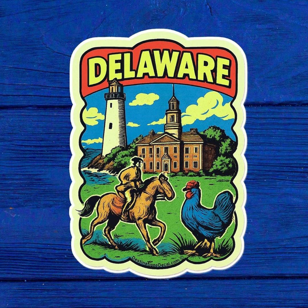 Delaware Sticker Vintage Travel Decal Vacation Souvenir DE Vinyl Laptop ...