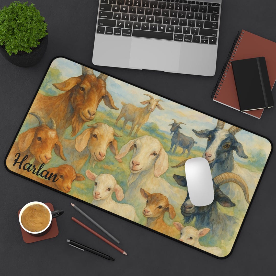 Goats Desk Mat - Personalized Buck Lover Gift for Nannie - Custom Mouse ...