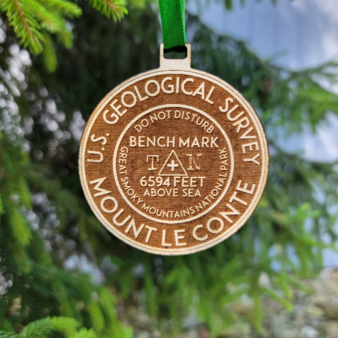 Personalized Benchmark Ornament or Mount Le Conte Christmas Bench Mark ...