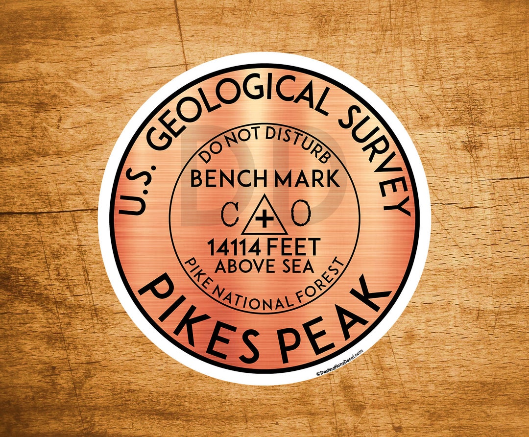 Pikes Peak Colorado Benchmark Sticker Mountains 3" Stickers Indoor ...