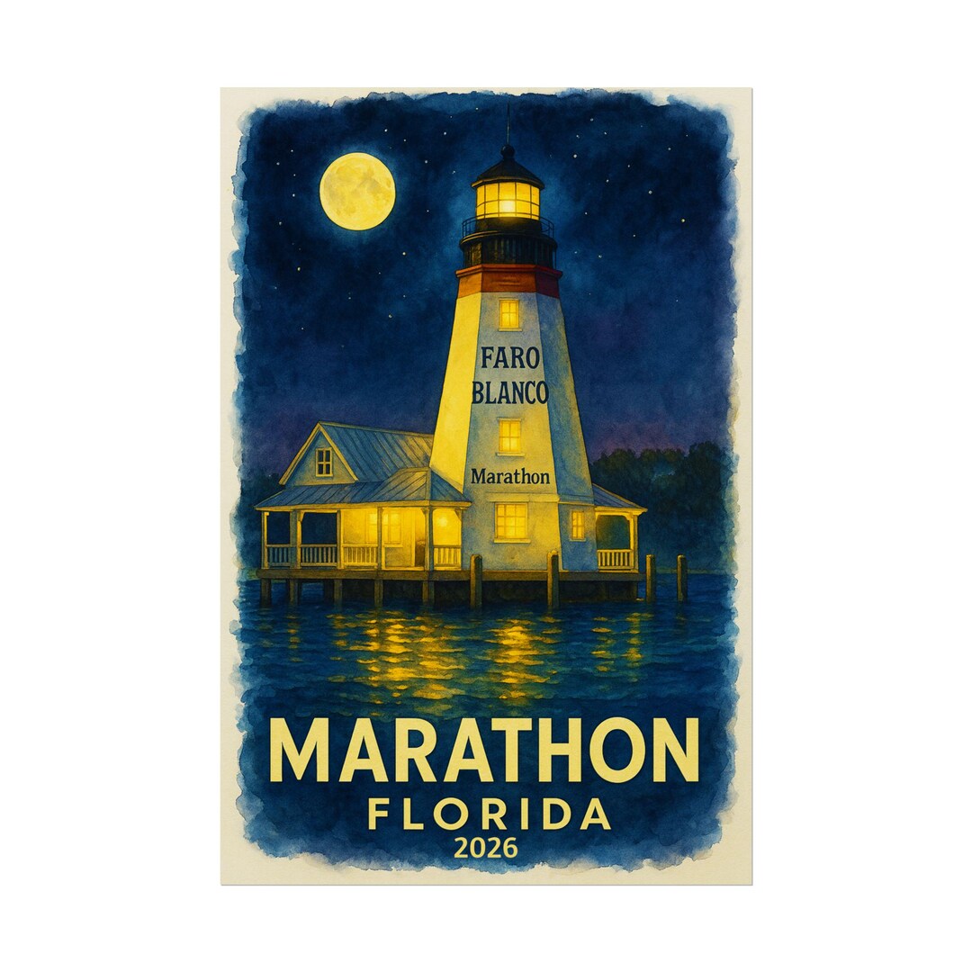 Vintage Lighthouse Marathon Florida Rolled Posters - Art Print Souvenir ...