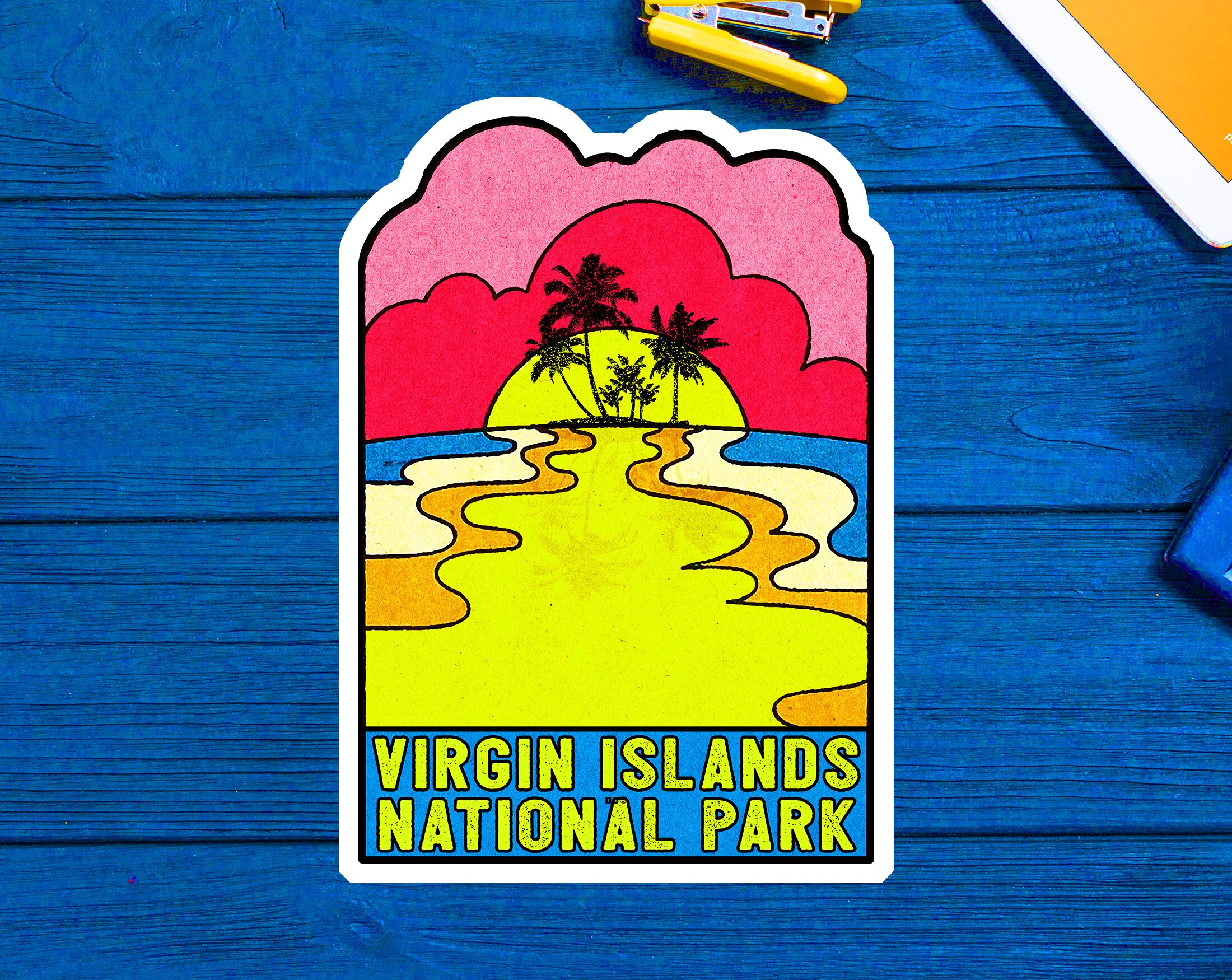 Virgin Islands National Park Decal Sticker 3.75" X 2.7" Sunset Palm ...