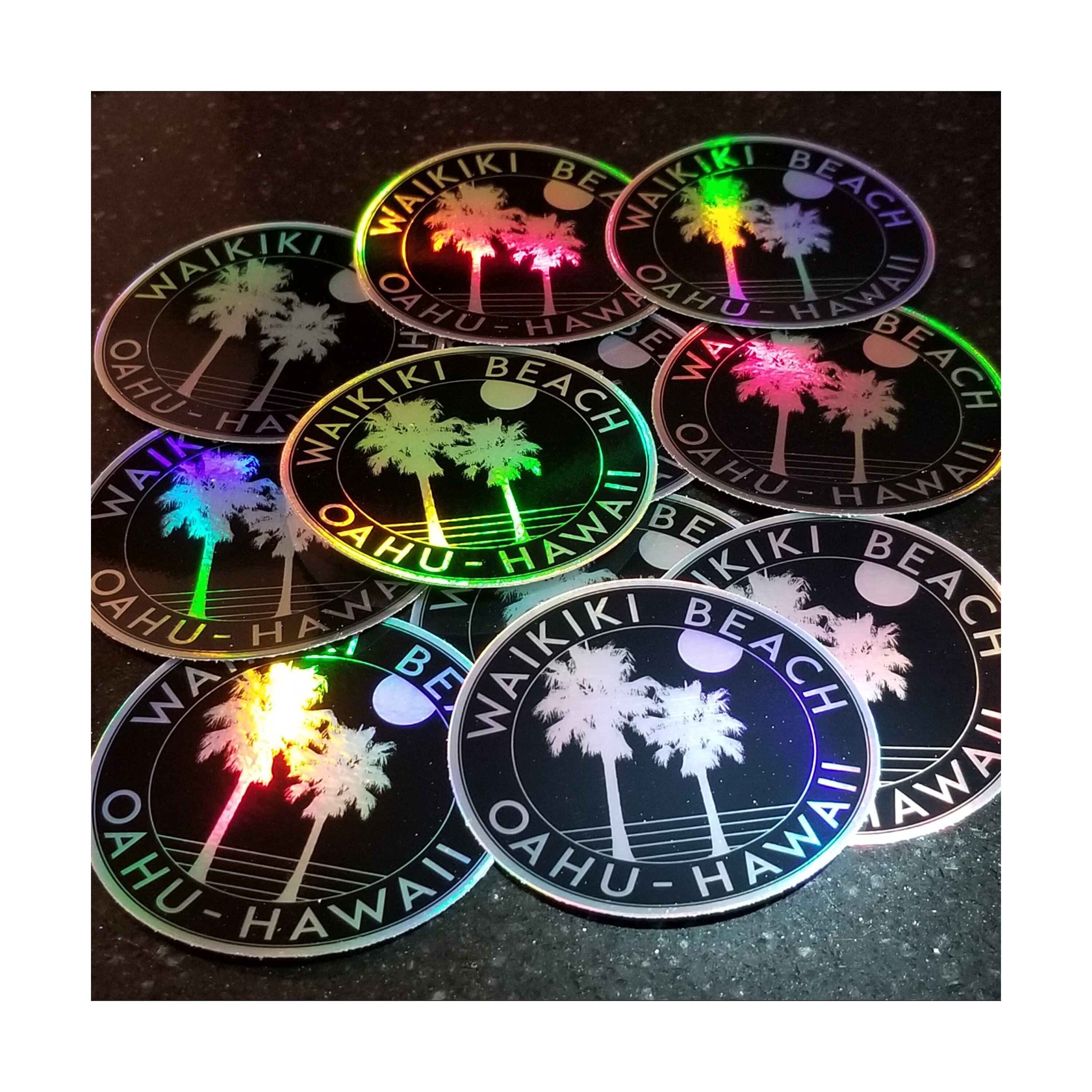 Waikiki Beach Hawaii Sticker Decal Hologram Surfing | Etsy