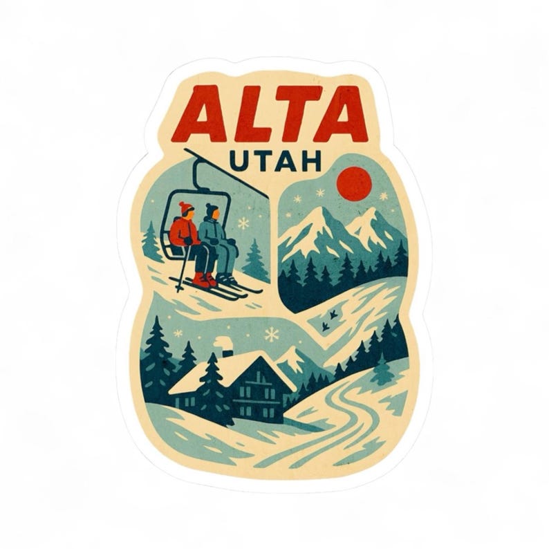 Vintage Ski Adventure Stickers, Retro Decal, Laptop Sticker Travel ...