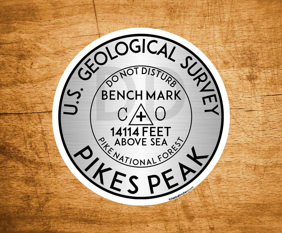 Pikes Peak Colorado Benchmark Sticker Mountains 3" Stickers Indoor ...