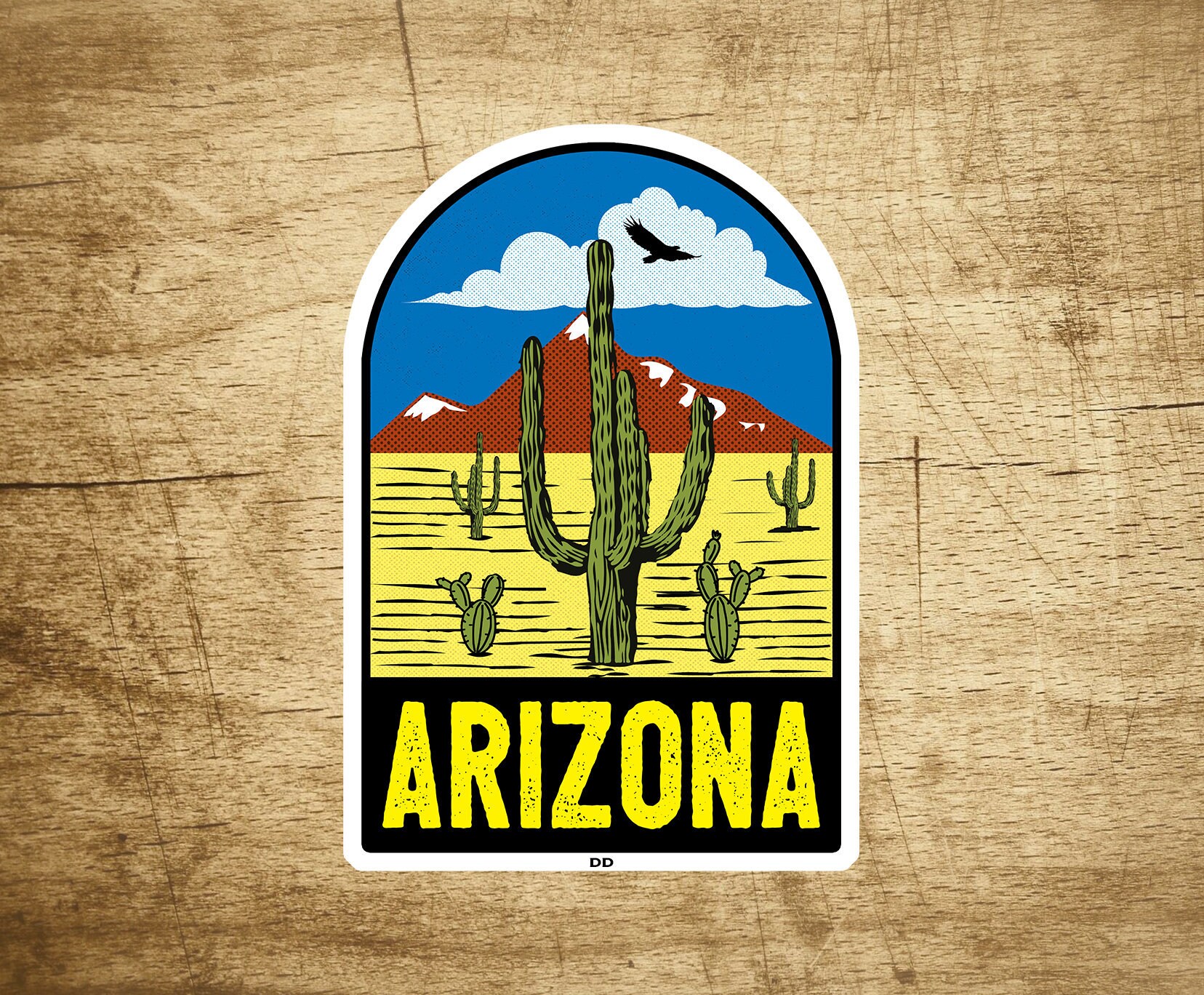 Arizona Decal Sticker Desert Mountains Cactus Vintage Travel Vinyl 3.75 ...