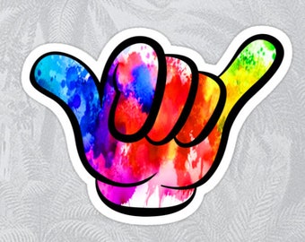 Tie Dye Sticker Hang Loose Hand Ocean Surfing Shaka Die Cut - Etsy
