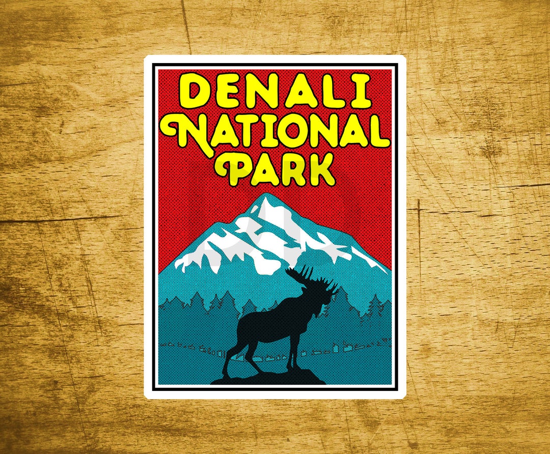 Denali National Park Alaska Decal Sticker 3" X 4" Moose Mountains ...