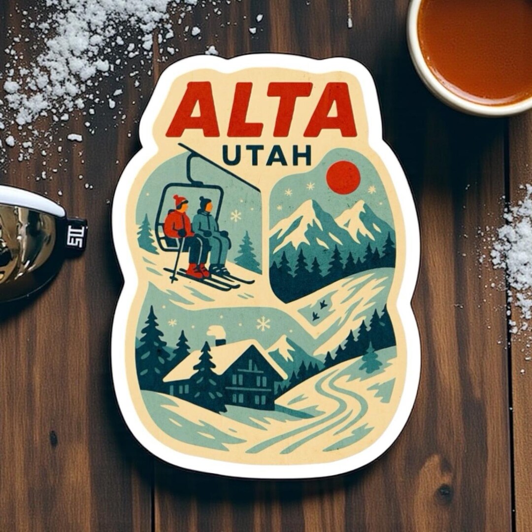 Vintage Ski Adventure Stickers, Retro Decal, Laptop Sticker Travel ...