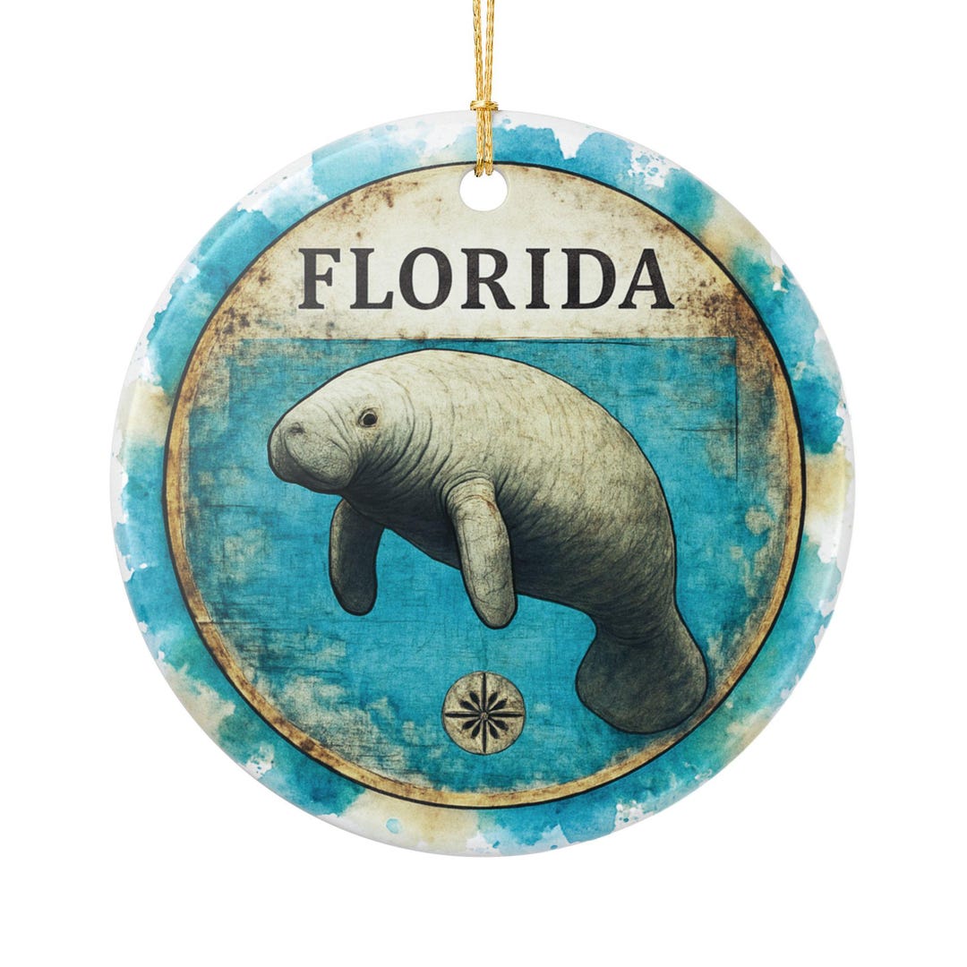 Florida Manatee Vintage Nautical Christmas Ornament Ceramic 2-sided 3 ...