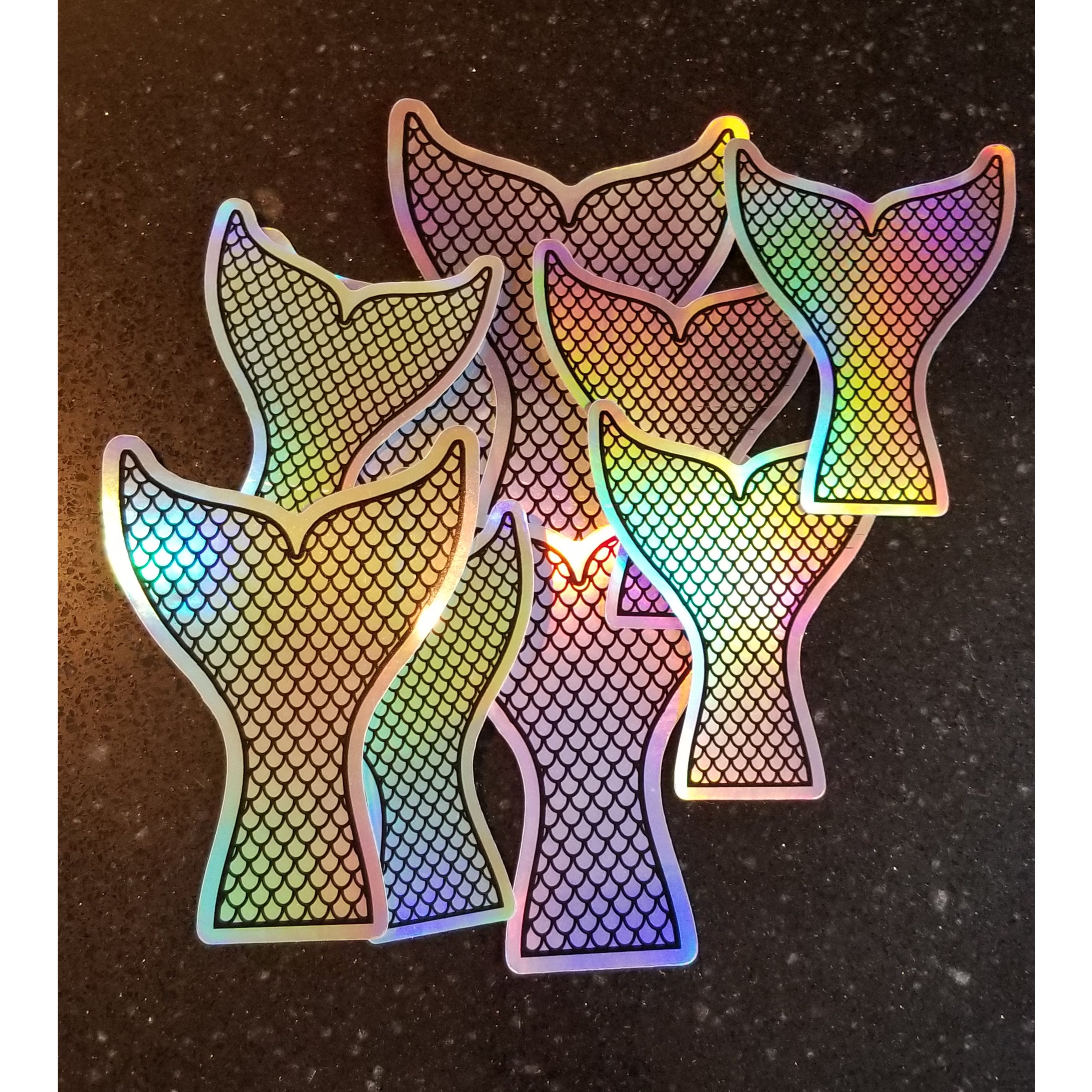 Mermaid Tail Decal Sticker 5 and 3 Holographic | Etsy