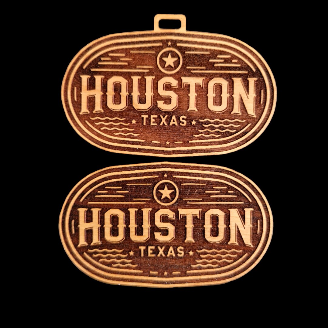 HOUSTON Texas Ornament Cherry Wood Christmas Personalized, Custom ...