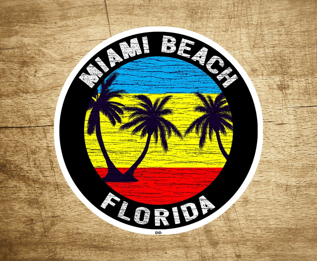 Miami Beach Florida Decal Sticker 3" Sunset Palm Trees - Etsy