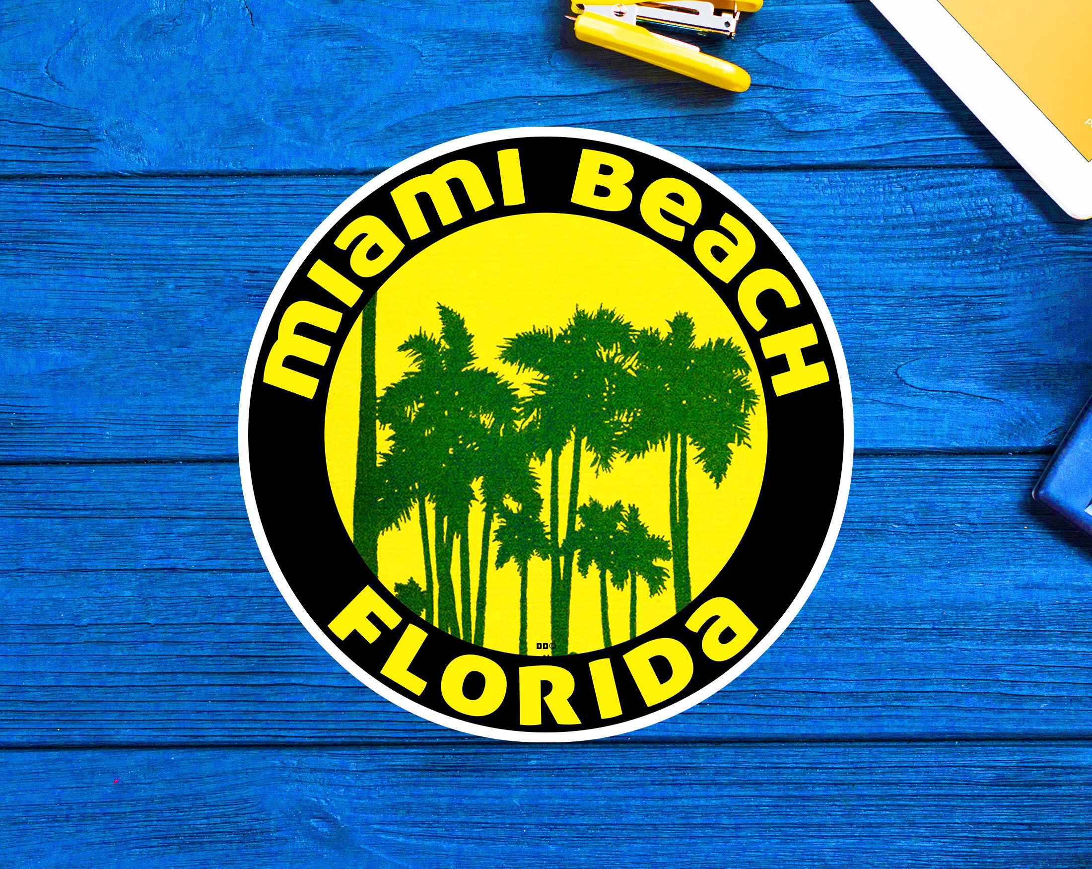 Miami Beach Florida Decal Sticker 3 Sunset Palm Trees | Etsy