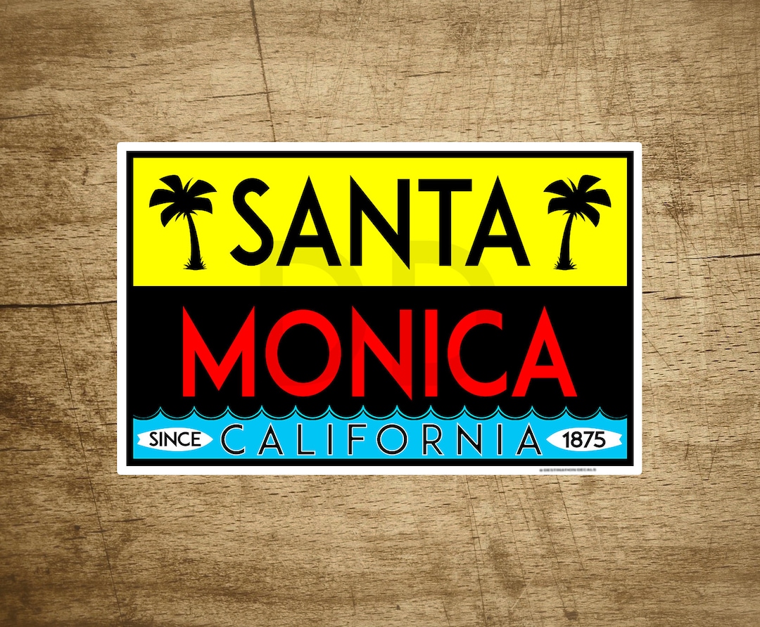 Santa Monica California Surfing Decal Sticker Pacific Ocean Beach 4" X ...