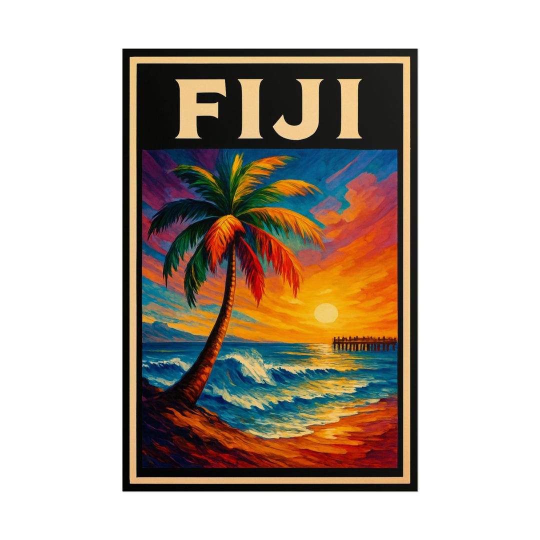 Fiji Vintage Travel Poster Rolled Posters | Retro Tropical Beach Art ...