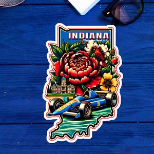 Indiana State Sticker 4" to 5" Decal Indianapolis Richmond Vinyl Indoor ...