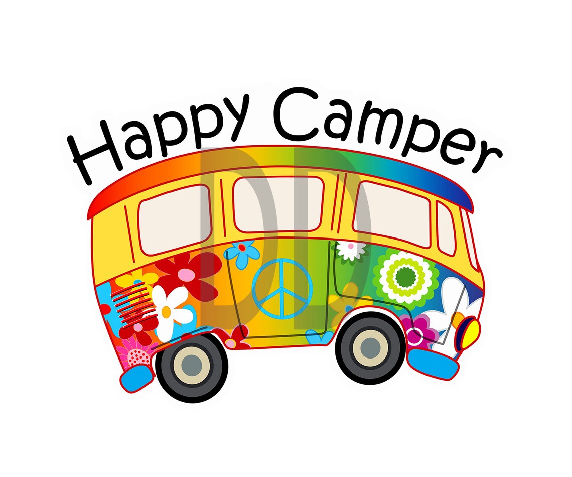HAPPY CAMPER BUS Vinyl Sticker Bear Mountain Hiking Camping | Etsy